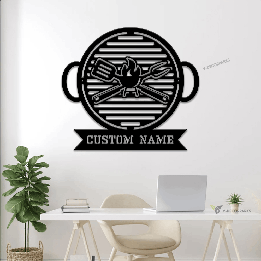 Personalized Bbq & Grill Metal Wall With Led Lights, Custom Name Patio ...