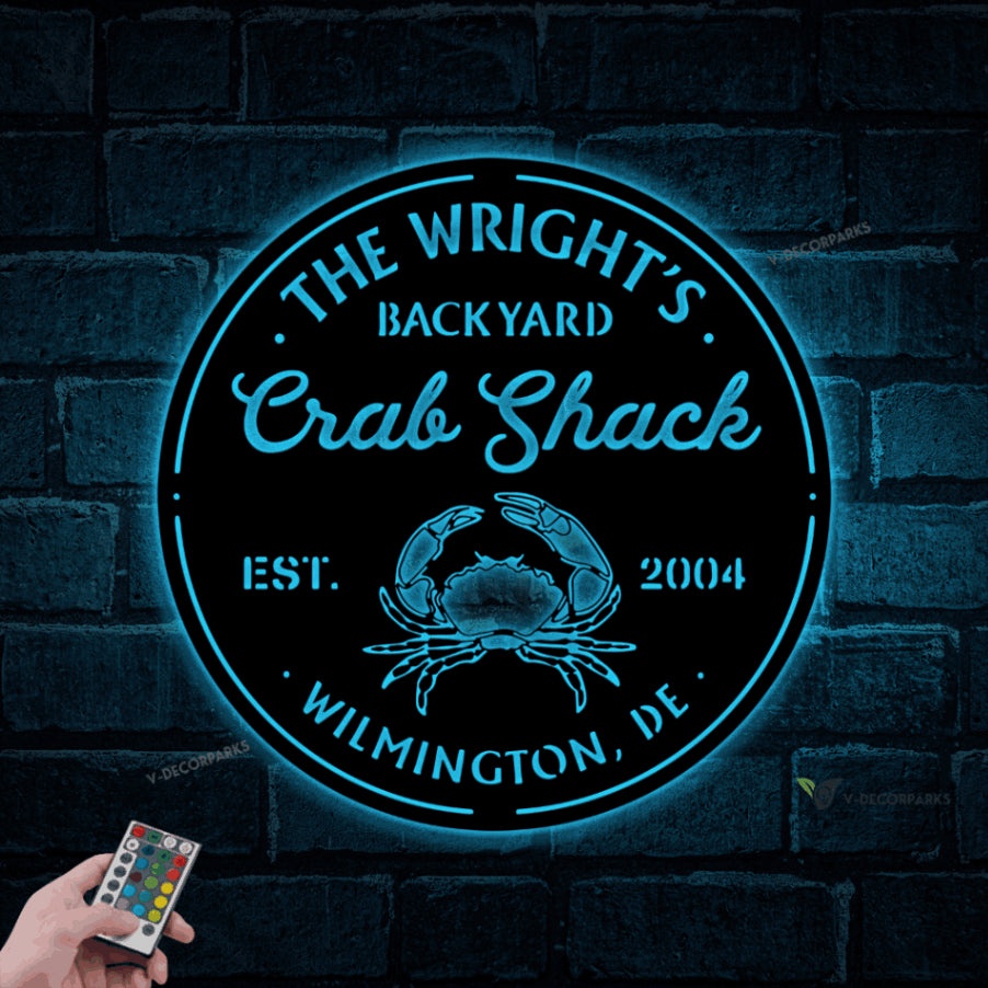 Personalized Backyard Crab Shack Metal Wall With Led Lights, Crab Shack ...
