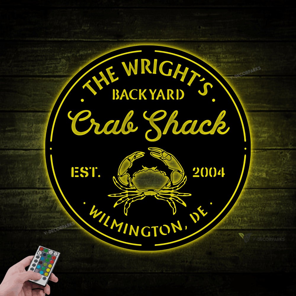 Personalized Backyard Crab Shack Metal Wall With Led Lights, Crab Shack ...