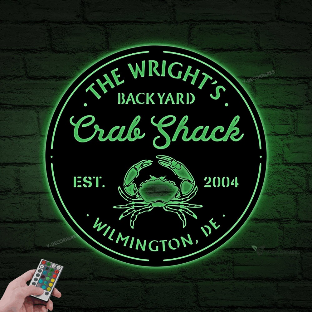 Personalized Backyard Crab Shack Metal Wall With Led Lights, Crab Shack ...