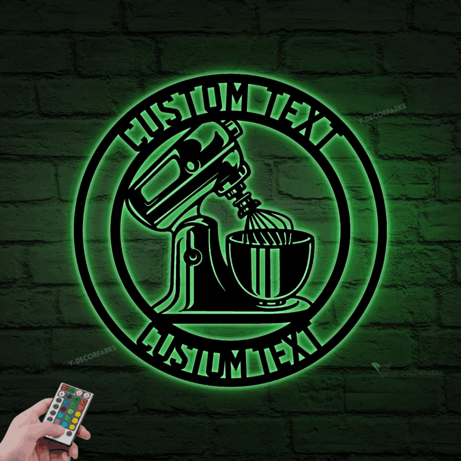 Personalized Baker Metal Sign With Led Lights, Baking Mixer Sign, House ...