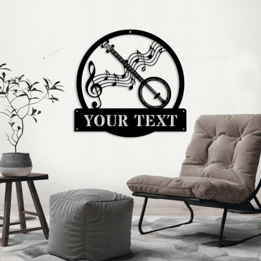 Personalized Banjo Music Metal Sign Art With Led Lights, Custom Banjo ...