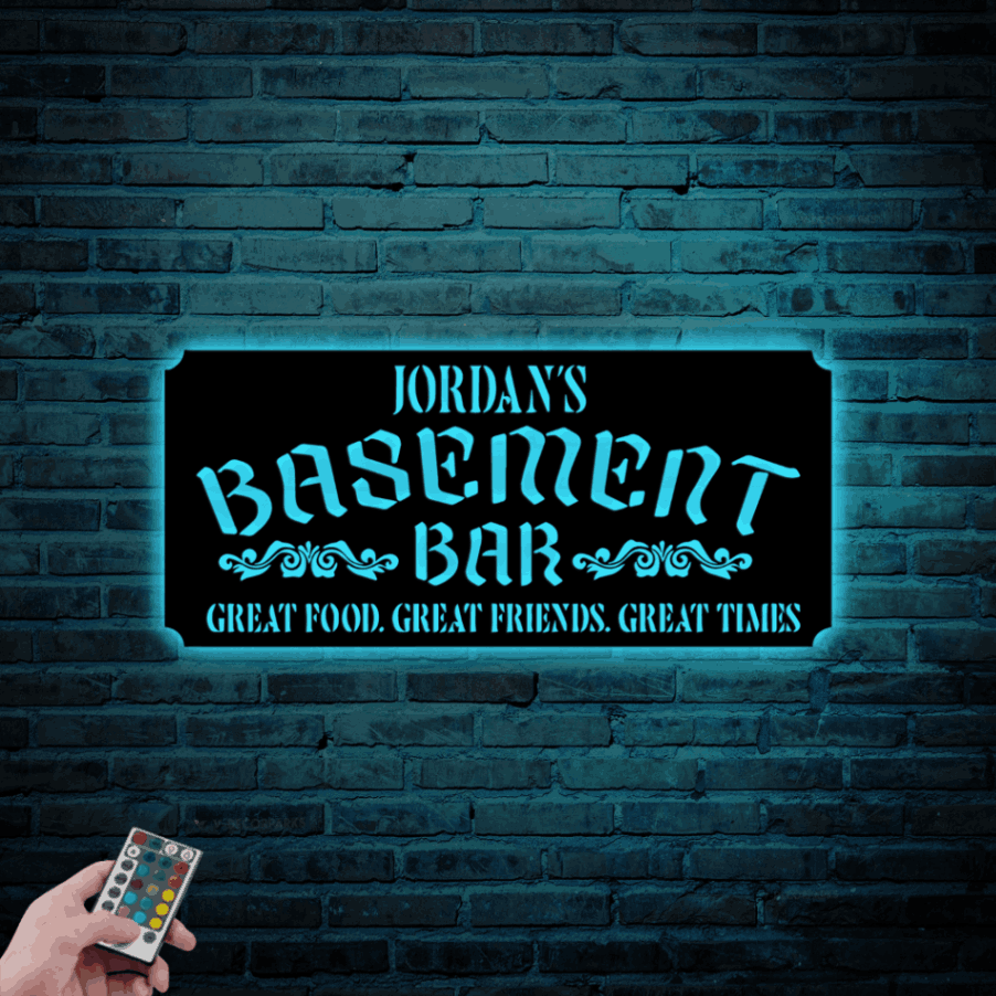 Personalized Basement Bar Sign With Led Lights, Custom Bar Sign Vintage ...