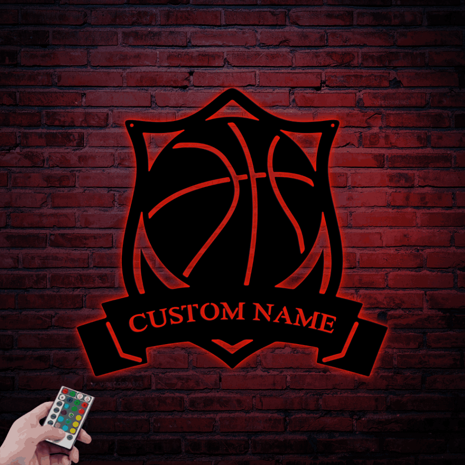 Personalized Basketball Sign With Led Lights, Custom Basketball Metal ...