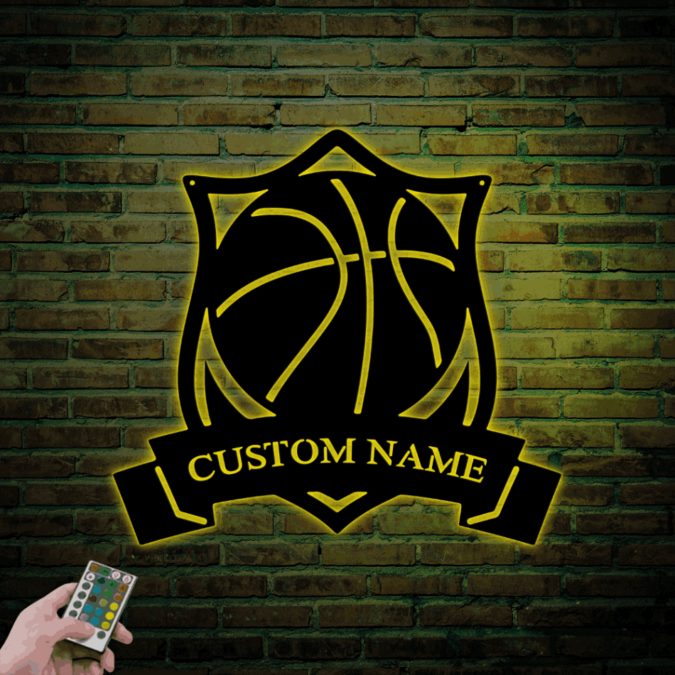 Personalized Basketball Sign With Led Lights, Custom Basketball Metal ...