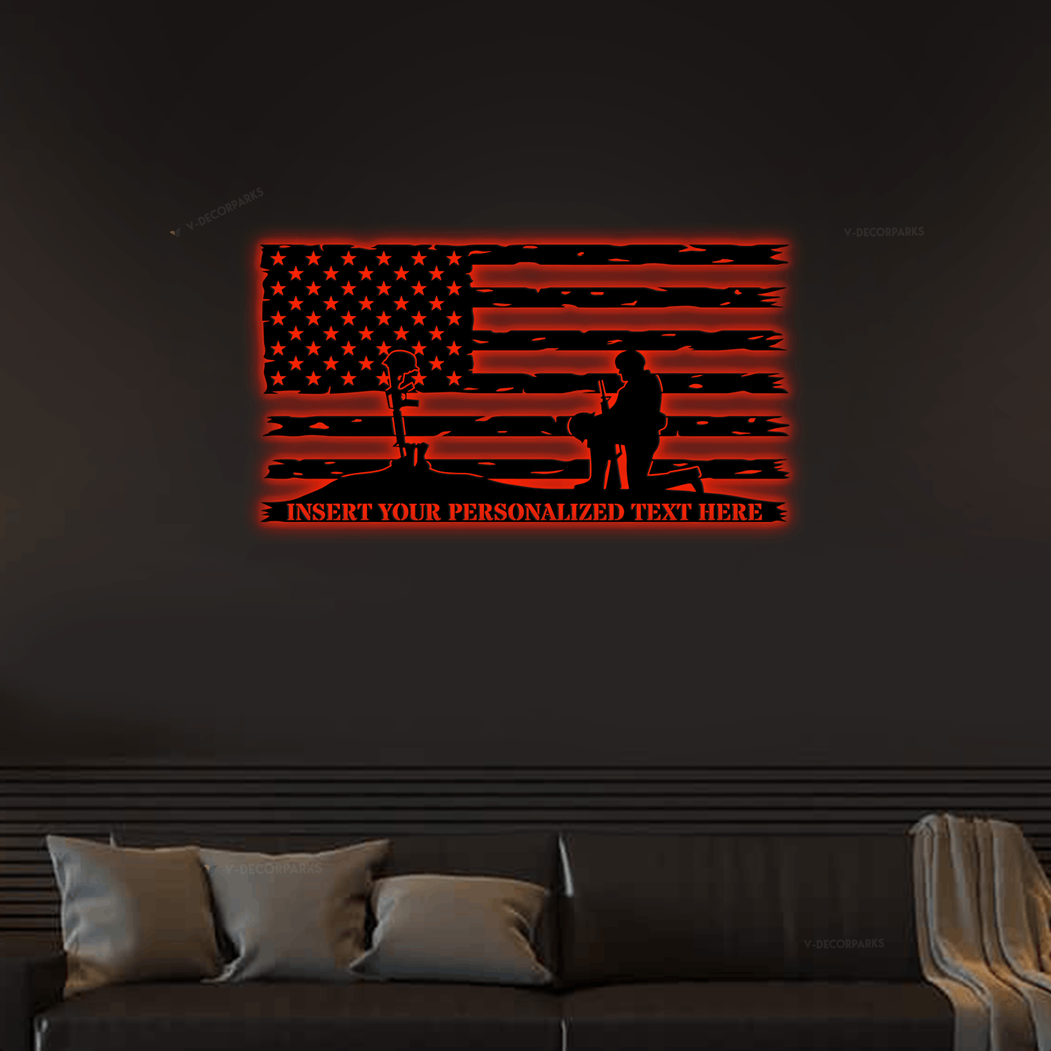 Personalized Battlefield Cross Metal Metal Sign With Led Lights, Army ...