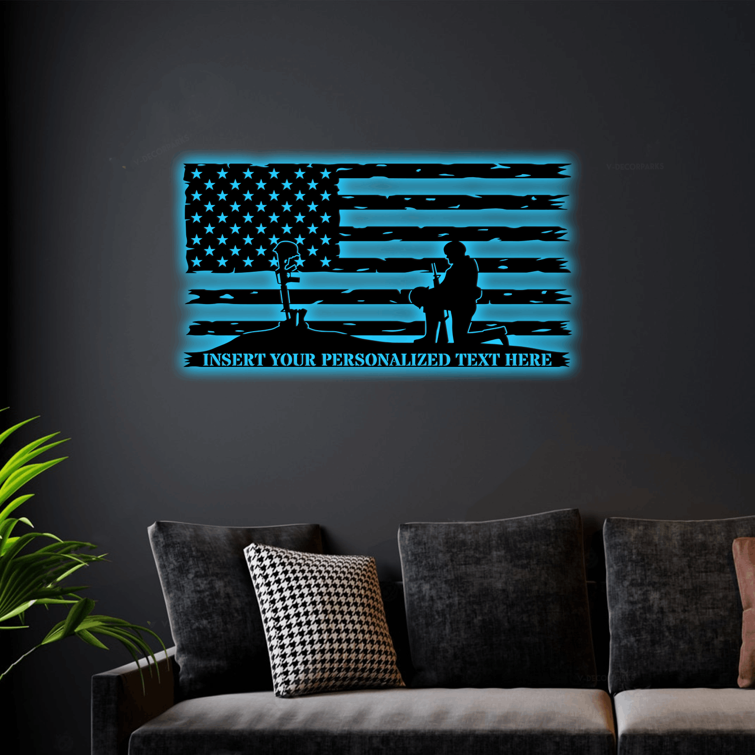 Personalized Battlefield Cross Metal Metal Sign With Led Lights, Army ...