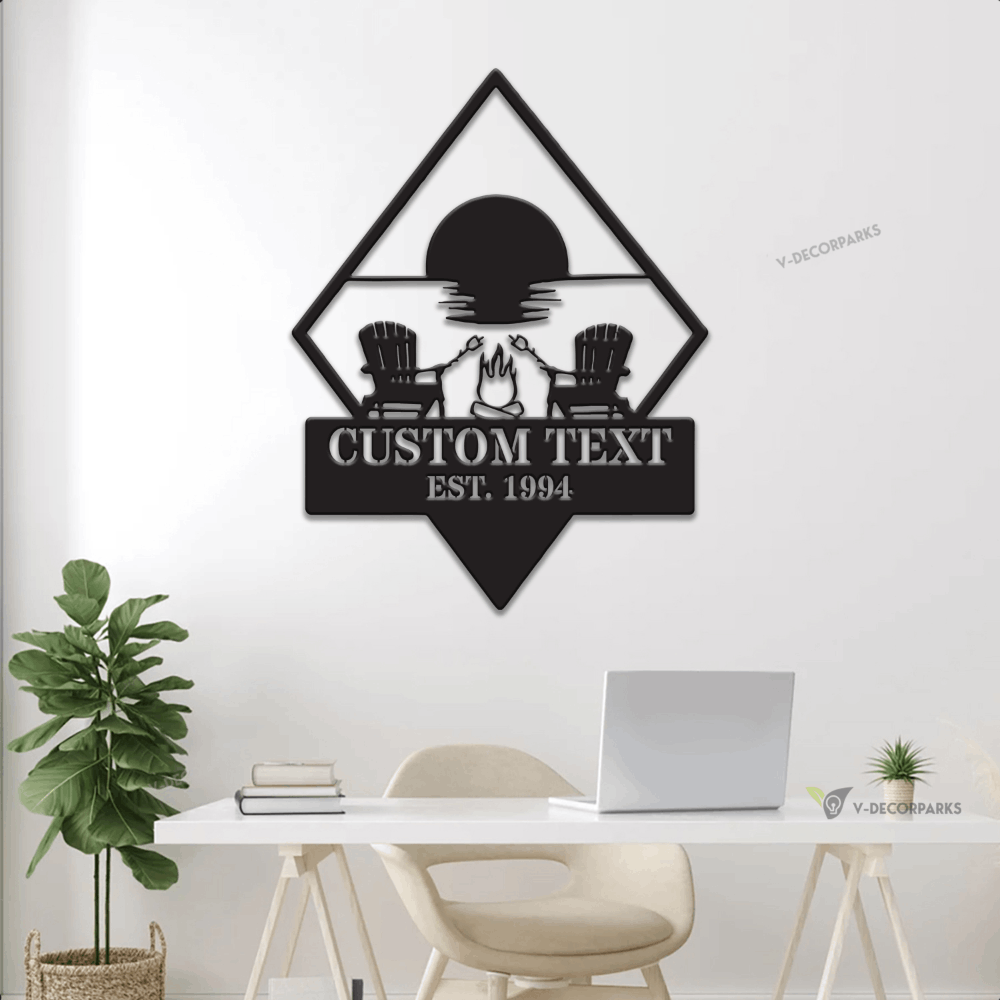 Personalized Beach House Metal Wall With Led Lights, Palm Tree Oasis ...