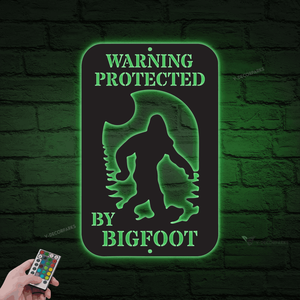 Personalized Bigfoot Warning Protected Sign With Led Lights, Property ...