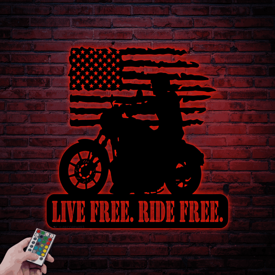 Personalized Biker Sign With Led Lights, American Flag Motorcycle Sign ...