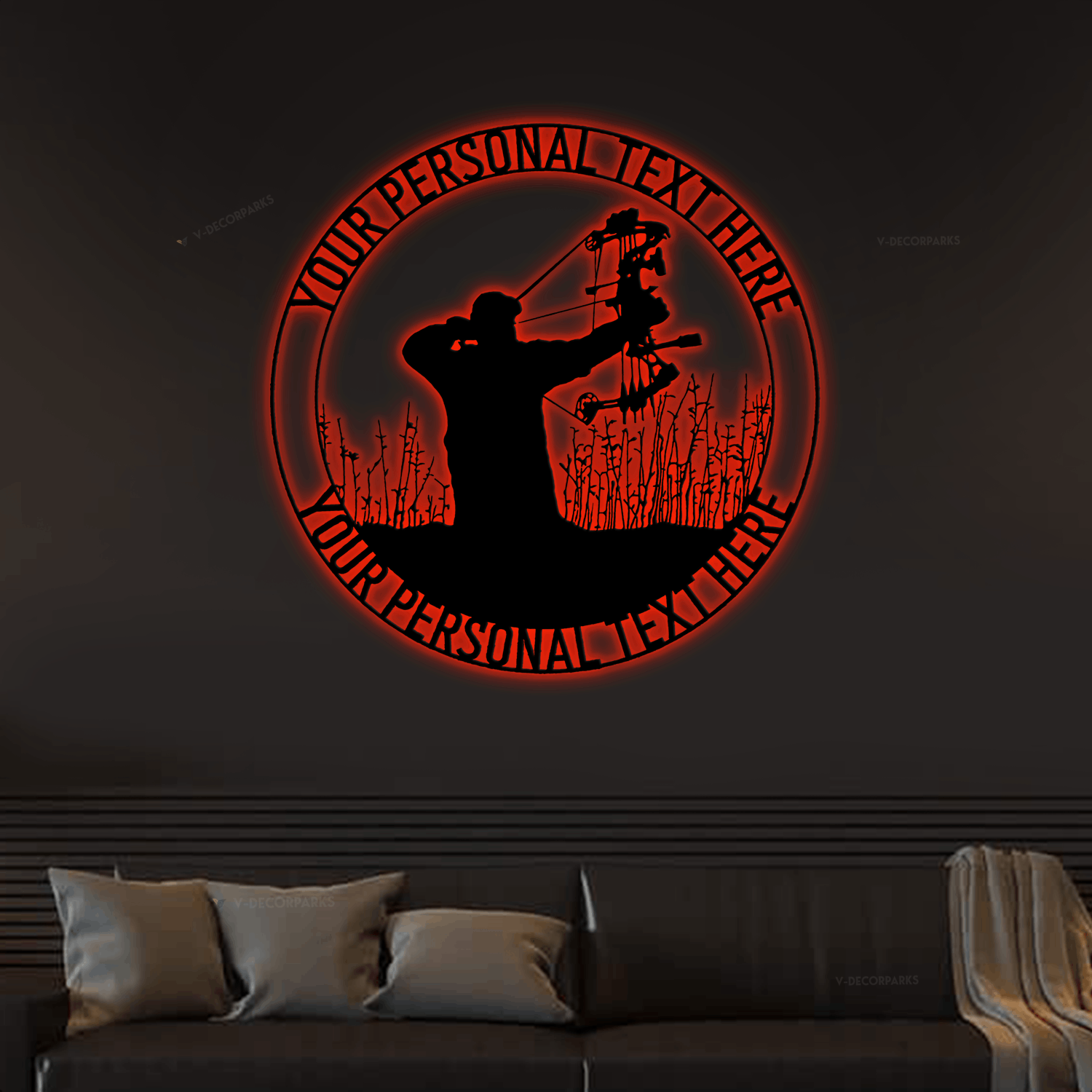 Personalized Bow And Arrow Hunter Metal Sign With Custom Text With Led ...