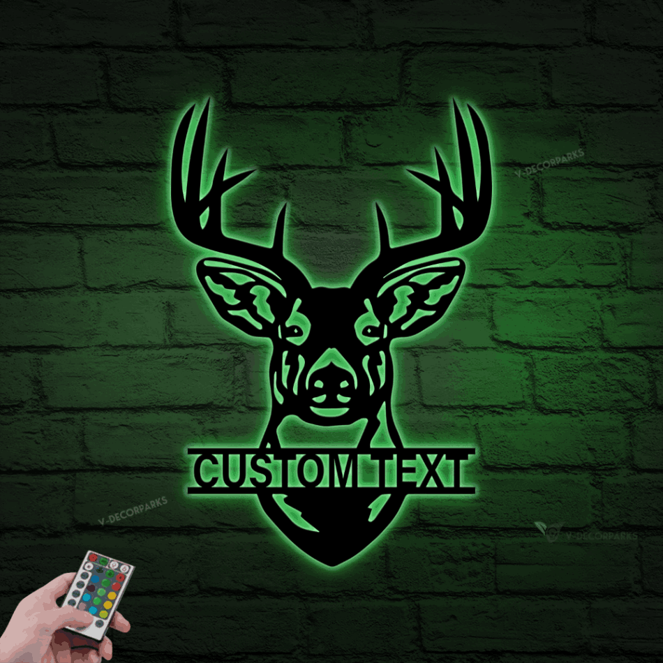 Personalized Buck Head Metal Sign With Led Lights, Custom Dear Metal ...