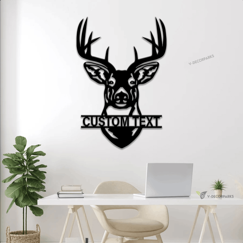 Personalized Buck Head Metal Sign With Led Lights, Custom Dear Metal ...