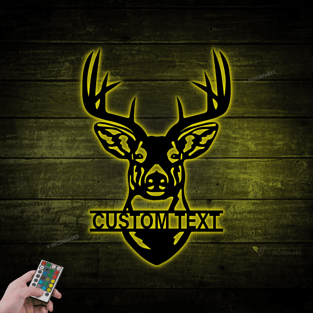 Personalized Buck Head Metal Sign With Led Lights, Custom Dear Metal ...