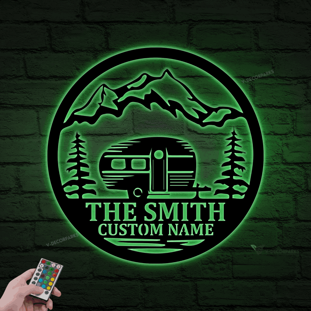 Personalized Camper Metal Sign With Led Lights, Custom Camping Name ...
