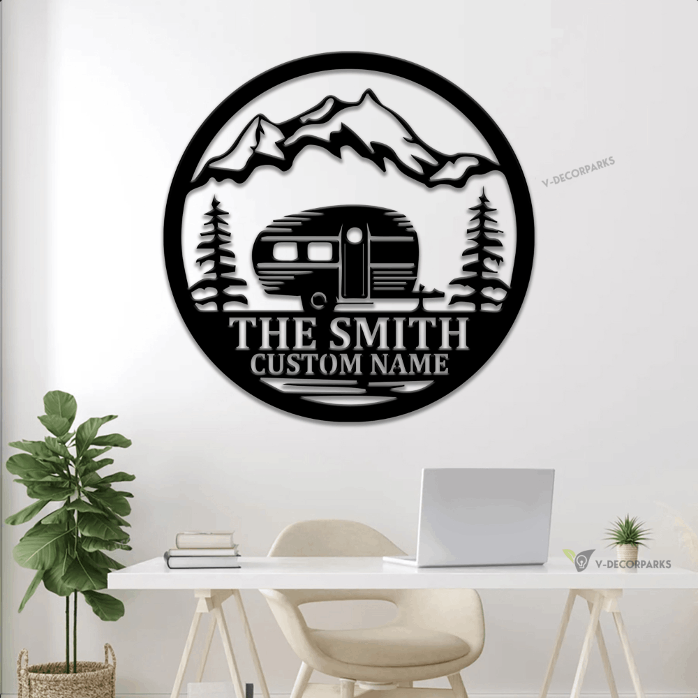 Personalized Camper Metal Sign With Led Lights, Custom Camping Name ...