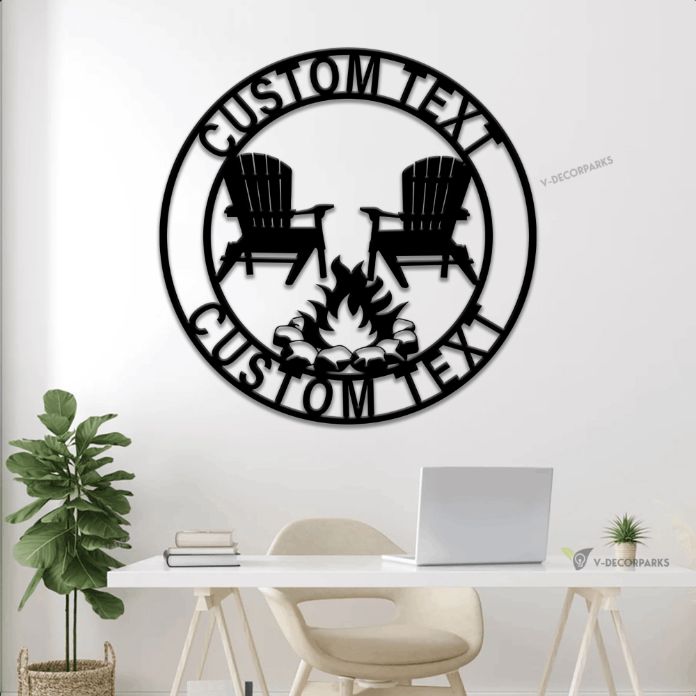 Personalized Campfire Metal Sign With Led Lights, Custom Camping Name ...