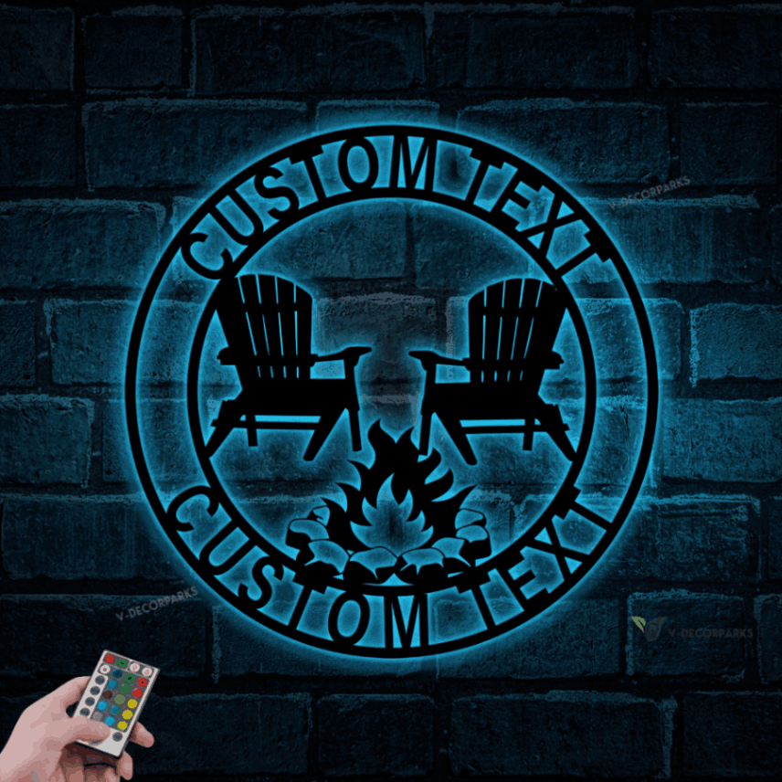 Personalized Campfire Metal Sign With Led Lights, Custom Camping Name ...