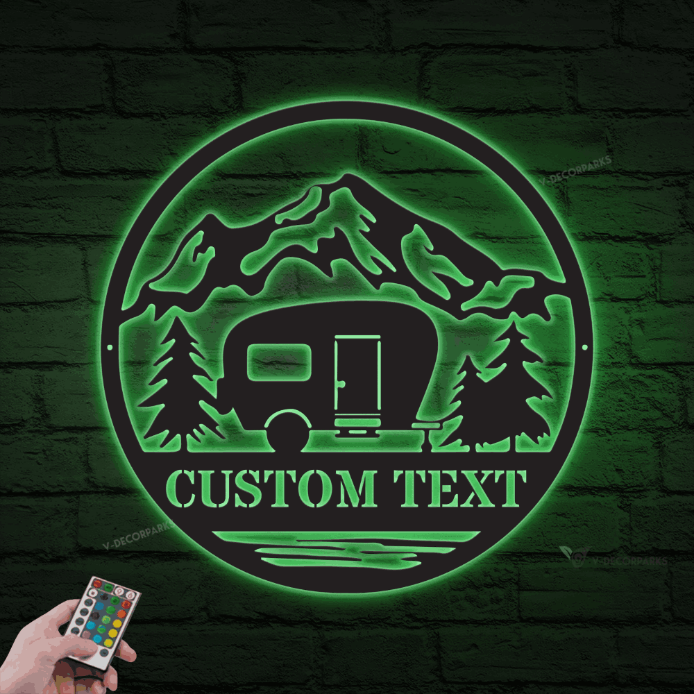 Personalized Camping Car Metal Sign With Led Lights, Custom Glamping ...