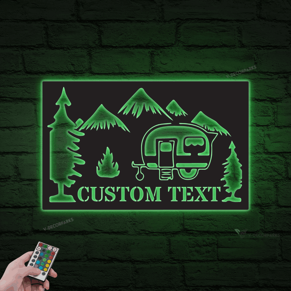 Personalized Camping Metal Sign With Led Lights, Custom Camping Name ...