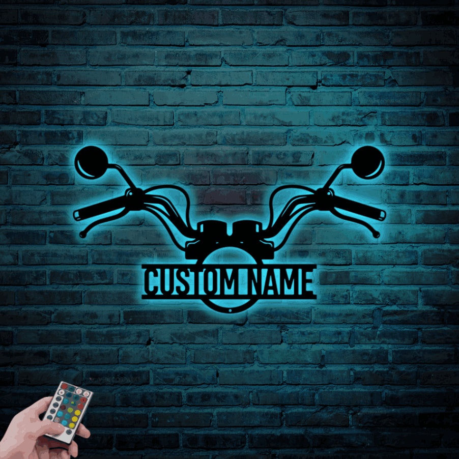 Personalized Chopper Sign With Led Lights, Metal Motorcycle Wall Decor ...