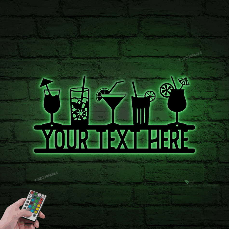 Personalized Cocktail Metal Sign Led Lights, Tropical Drinks, Summer ...