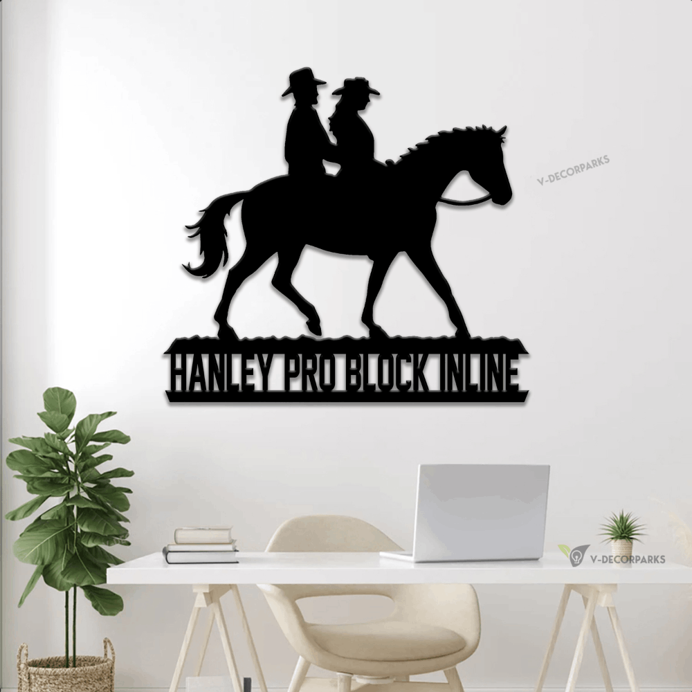 Personalized Couple Horses Cowgirl Cowboy Metal Sign Led Lights ...