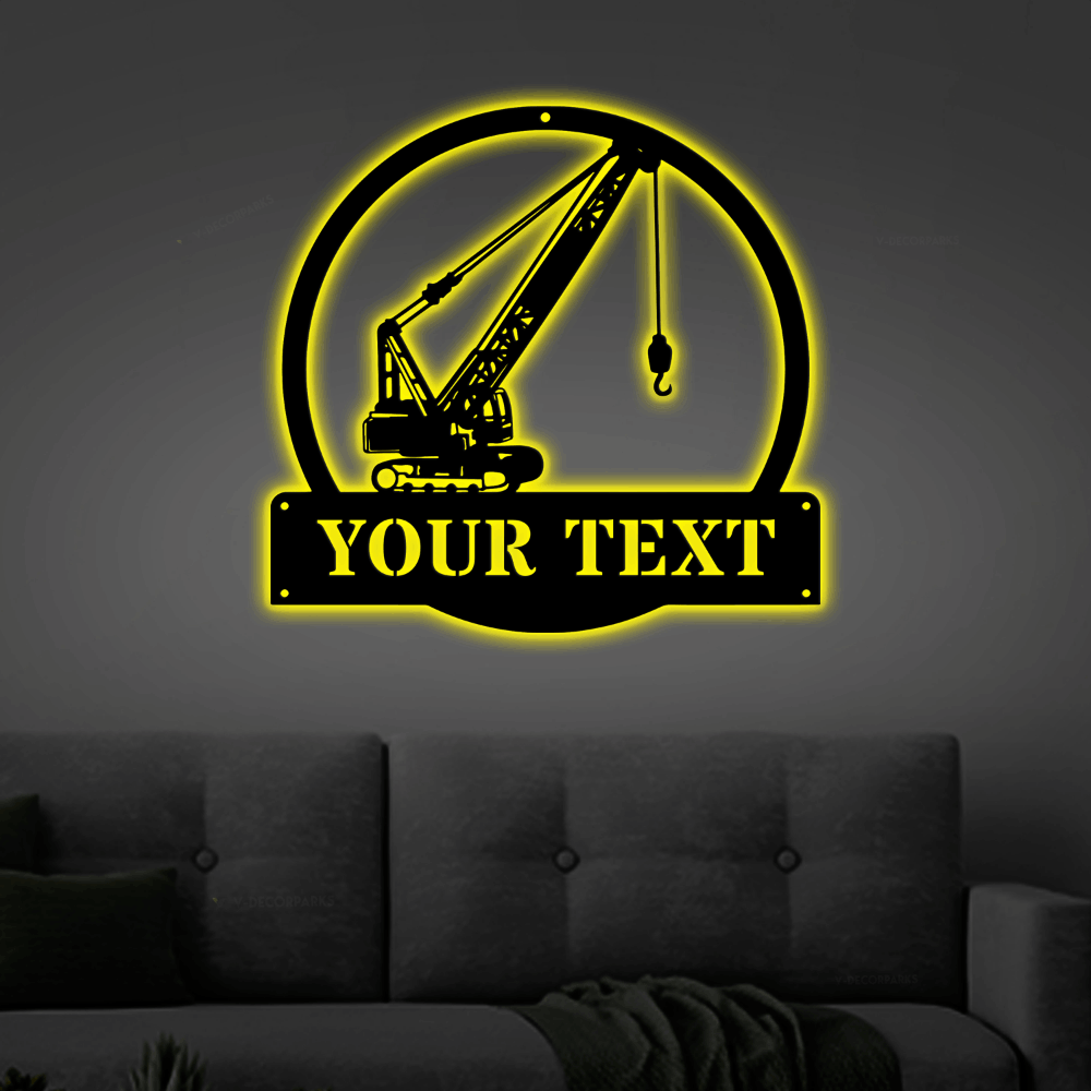 Personalized Crane Operators Monogram Metal Sign With Led Lights ...