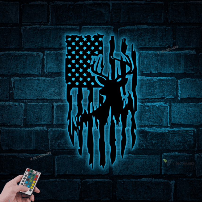 Personalized Deer Buck Head Metal Sign With Led Lights, Deer Hunting ...