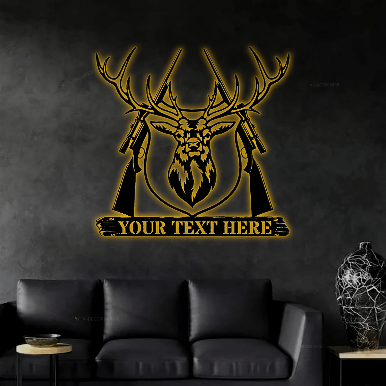 Personalized Deer Head Plaque Name Metal Sign With Custom Text With Led ...