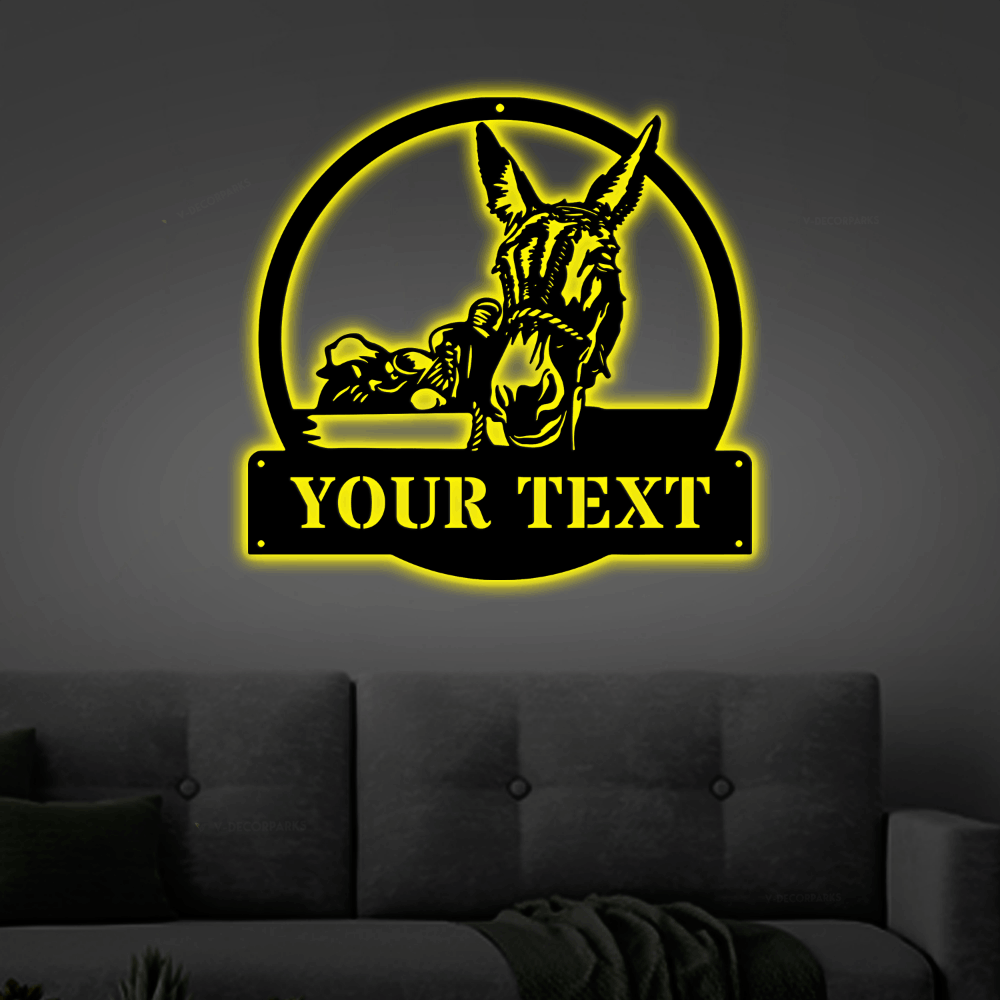 Personalized Donkey Metal Sign With Led Lights, Farm Animals Sign ...