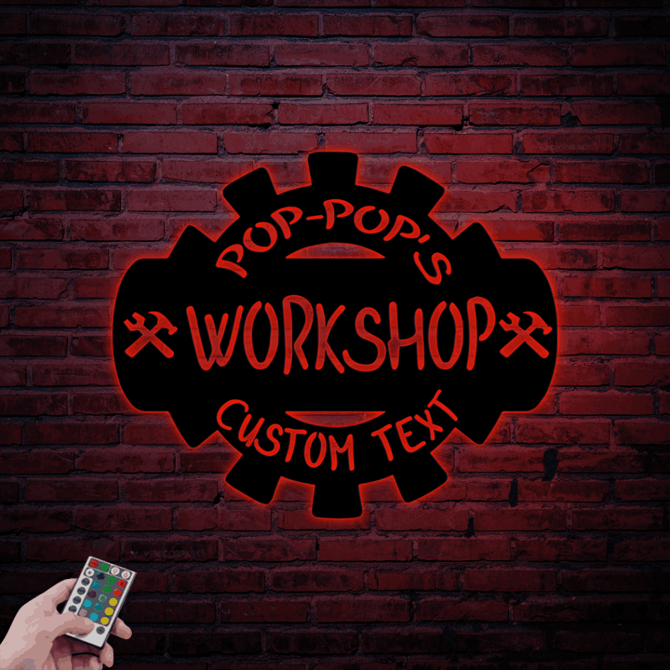 Personalized Established Workshop Metal Sign With Led Lights, Custom ...