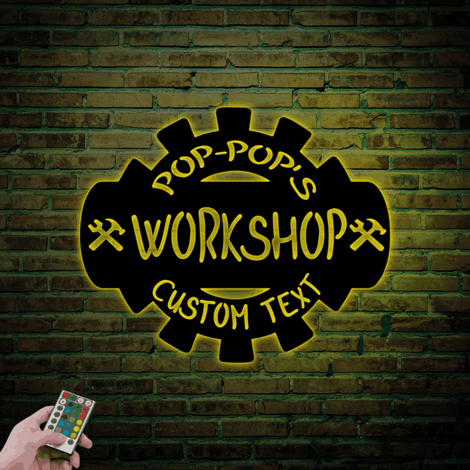 Personalized Established Workshop Metal Sign With Led Lights, Custom ...