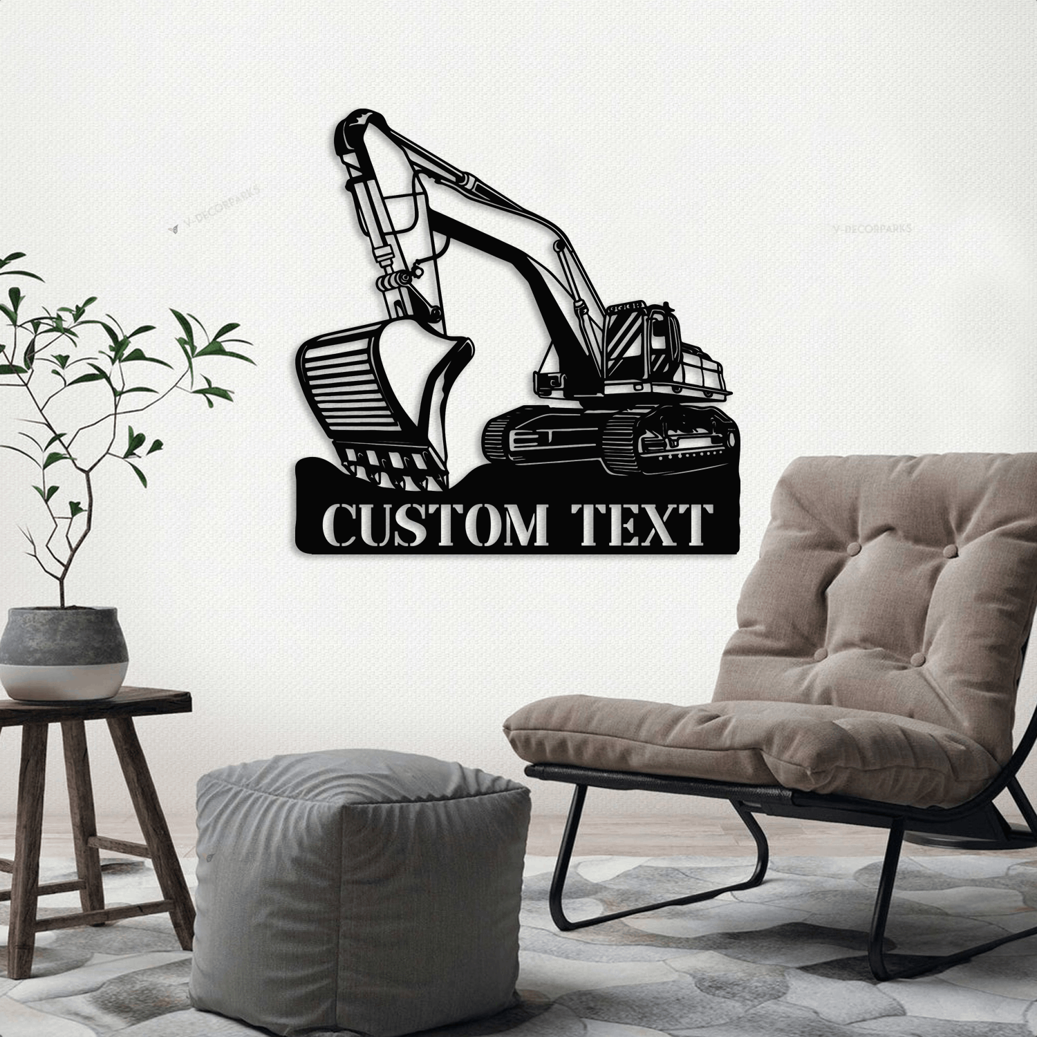Personalized Excavator Digging Metal Sign With Custom Text With Led ...