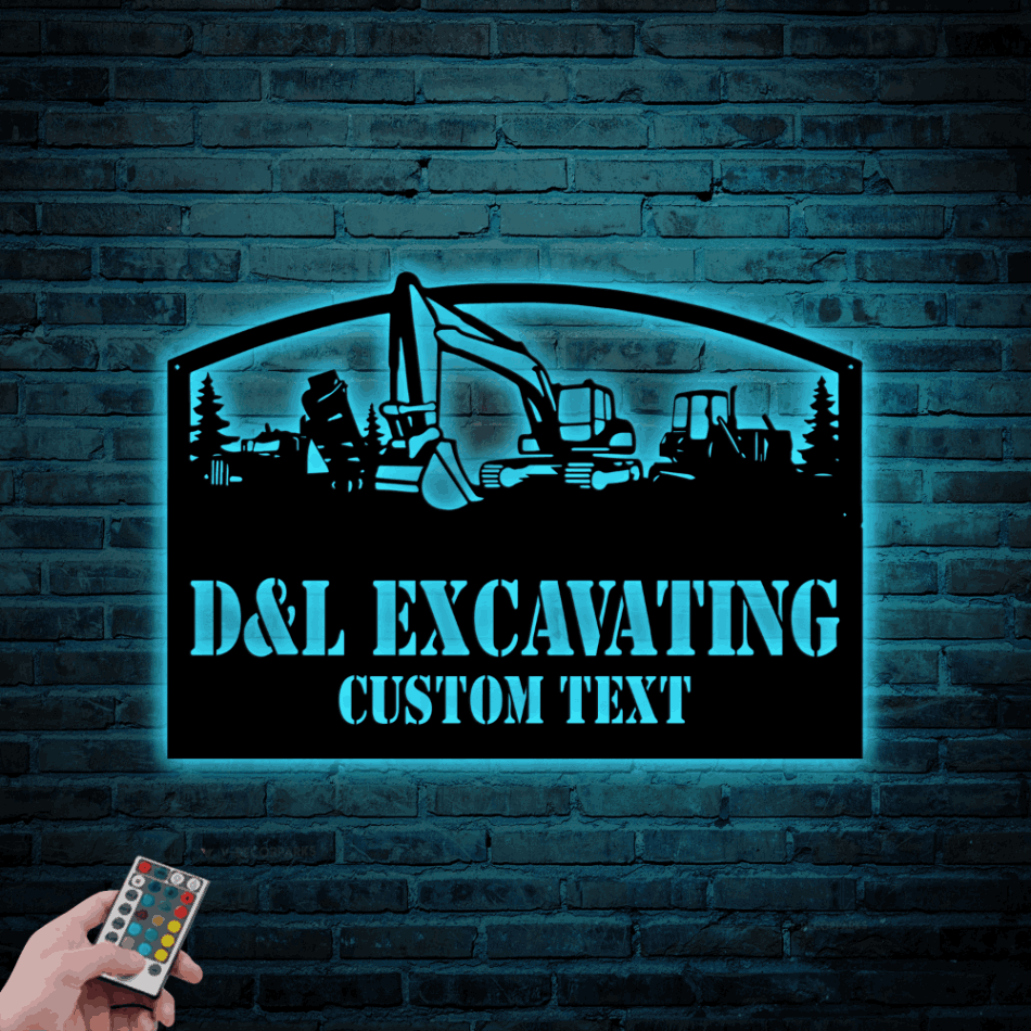 Personalized Excavator Sign With Led Lights, Custom Excavator Name Sign ...