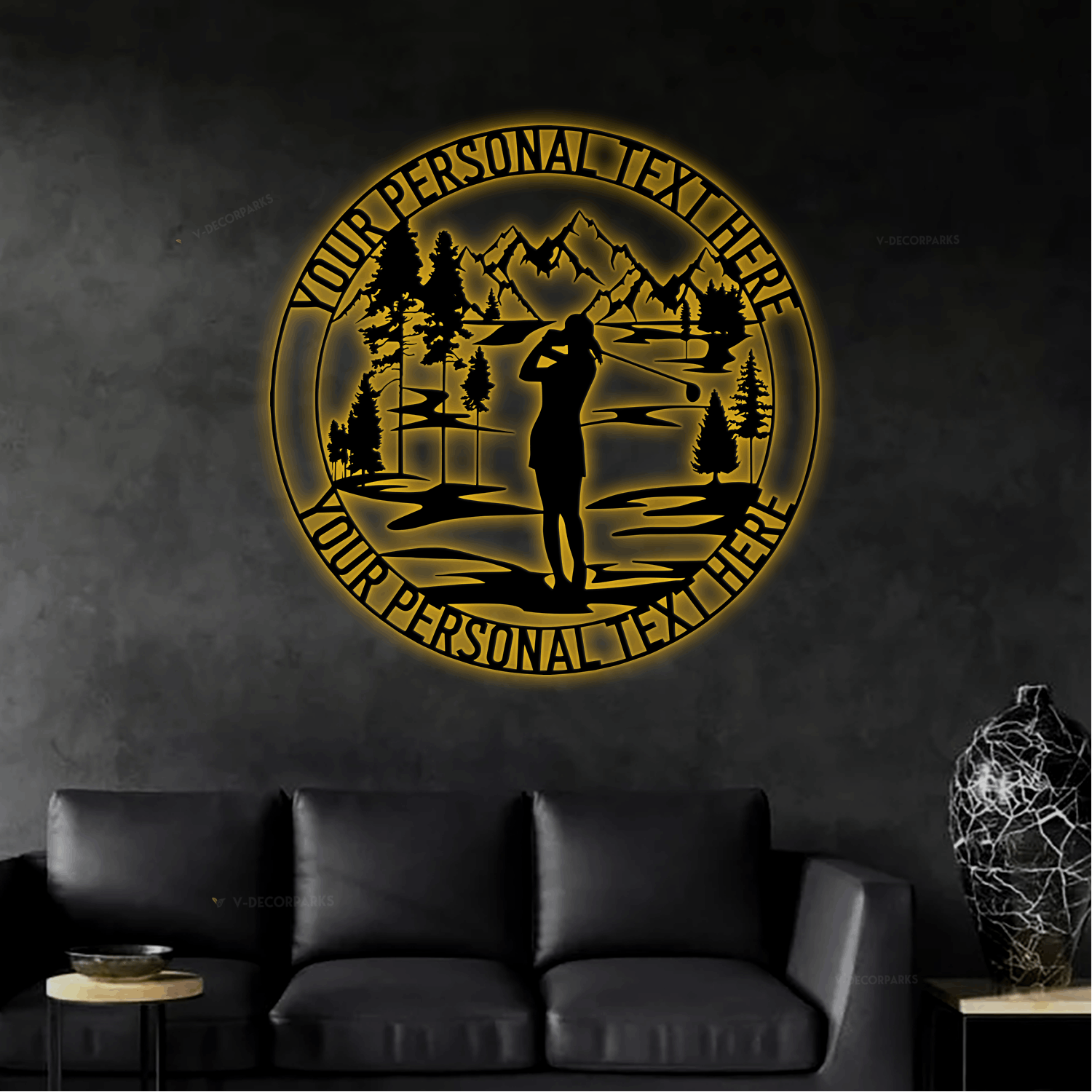 Personalized Female Golf Player Gift Metal Sign With Led Lights, Custom ...