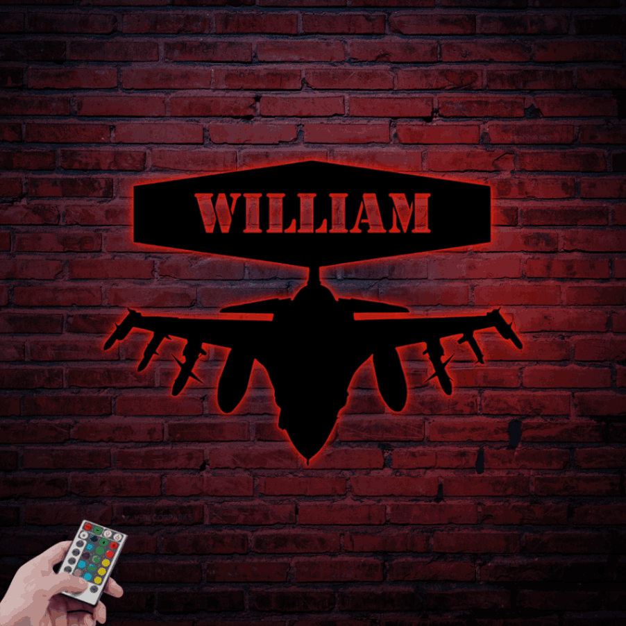 Personalized Fighter Jet Airplane Sign With Led Lights, Aircraft Metal ...