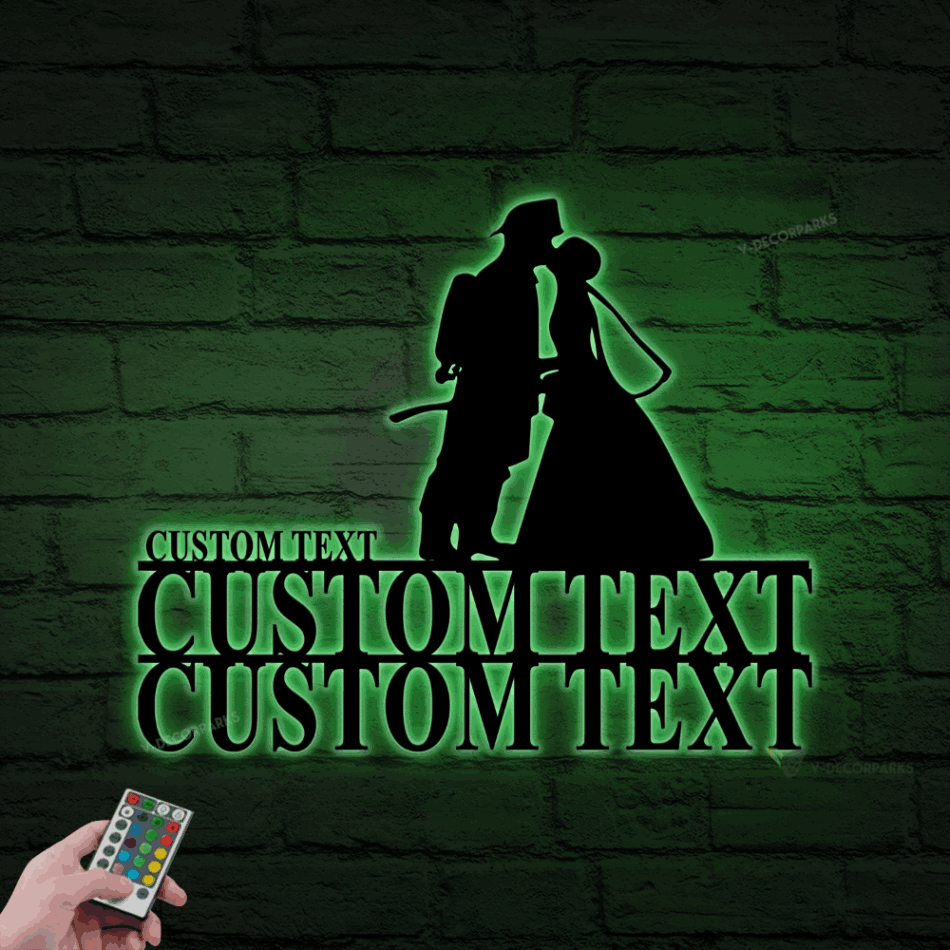 Personalized Firefighter Couple Metal Sign With Led Lights, Custom ...