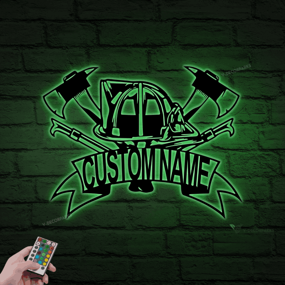 Personalized Firefighter Metal Sign With Led Lights, Fd Fireman Name ...