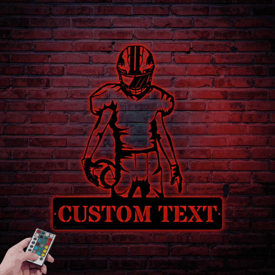 Personalized Football Sign Led Lights, Football Metal Wall Art, Custom ...