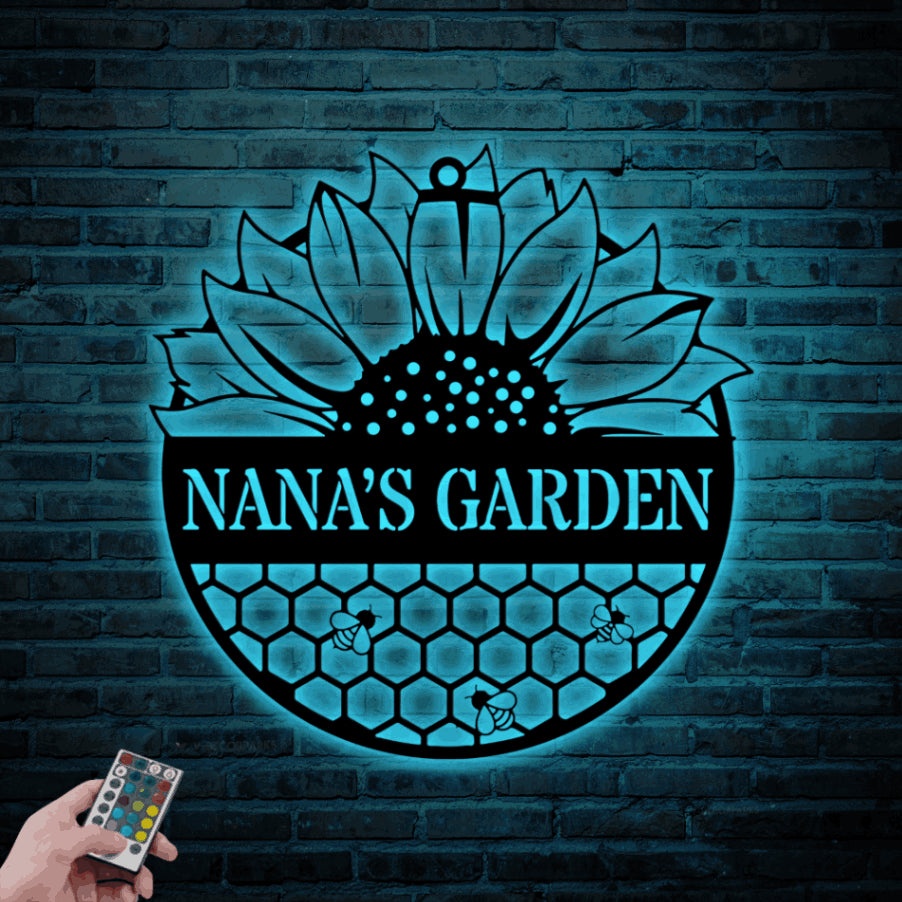 Personalized Garden Sign Led Lights, Garden Metal Art, Sunflower Decor ...