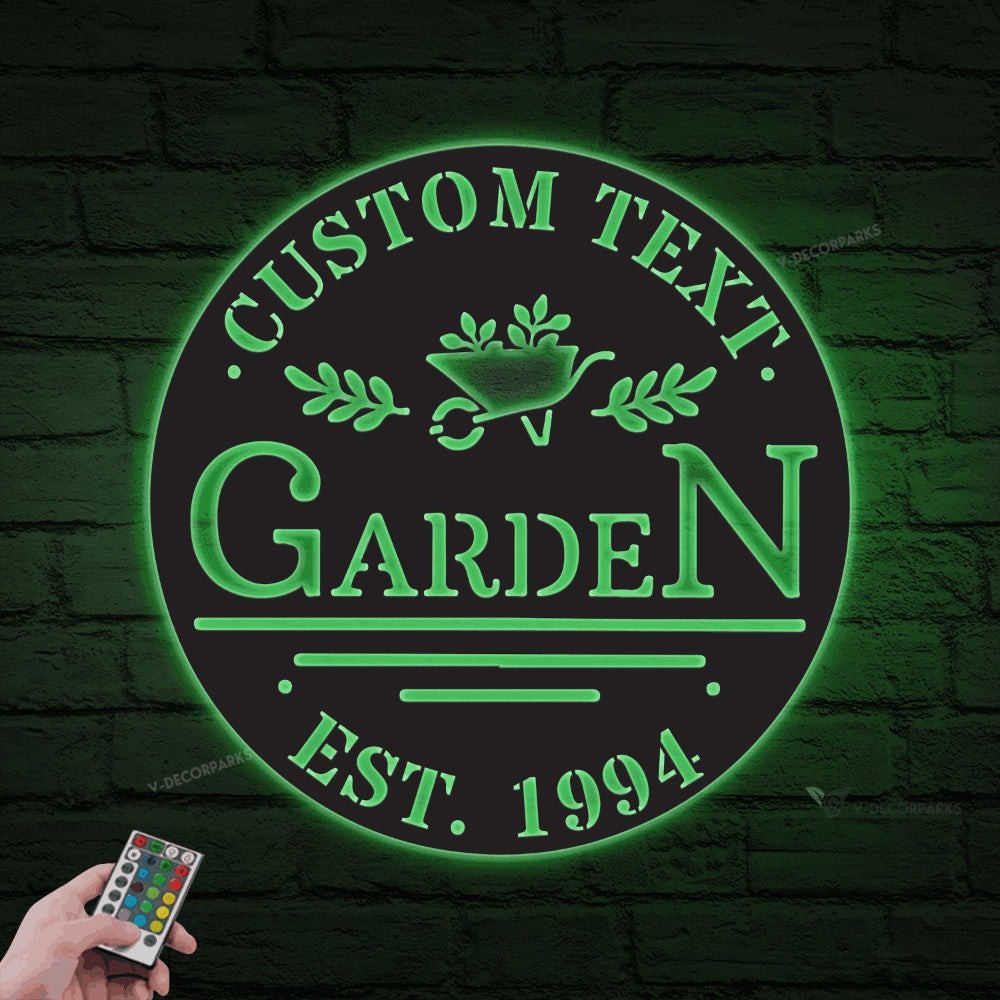 Personalized Garden Sign With Led Lights, Custom Metal Garden Signs ...