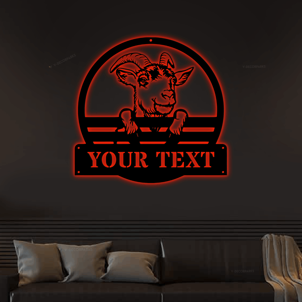 Personalized Goat Farm Monogram Metal Sign Art With Led Lights, Custom ...