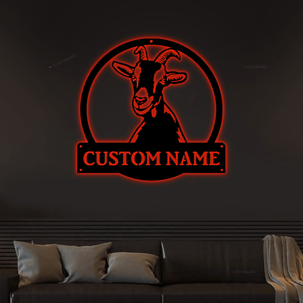 Personalized Goat Farm Monogram Metal Sign Art With Led Lights, Custom ...