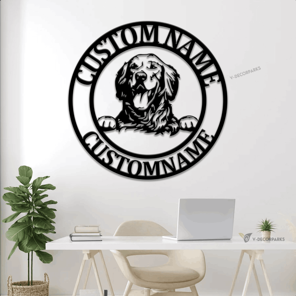 Personalized Golden Retriever Metal Sign With Led Lights, Golden ...