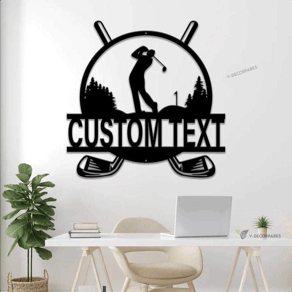 Personalized Golfer Metal Sign With Led Lights, Custom Golf Player Wall ...
