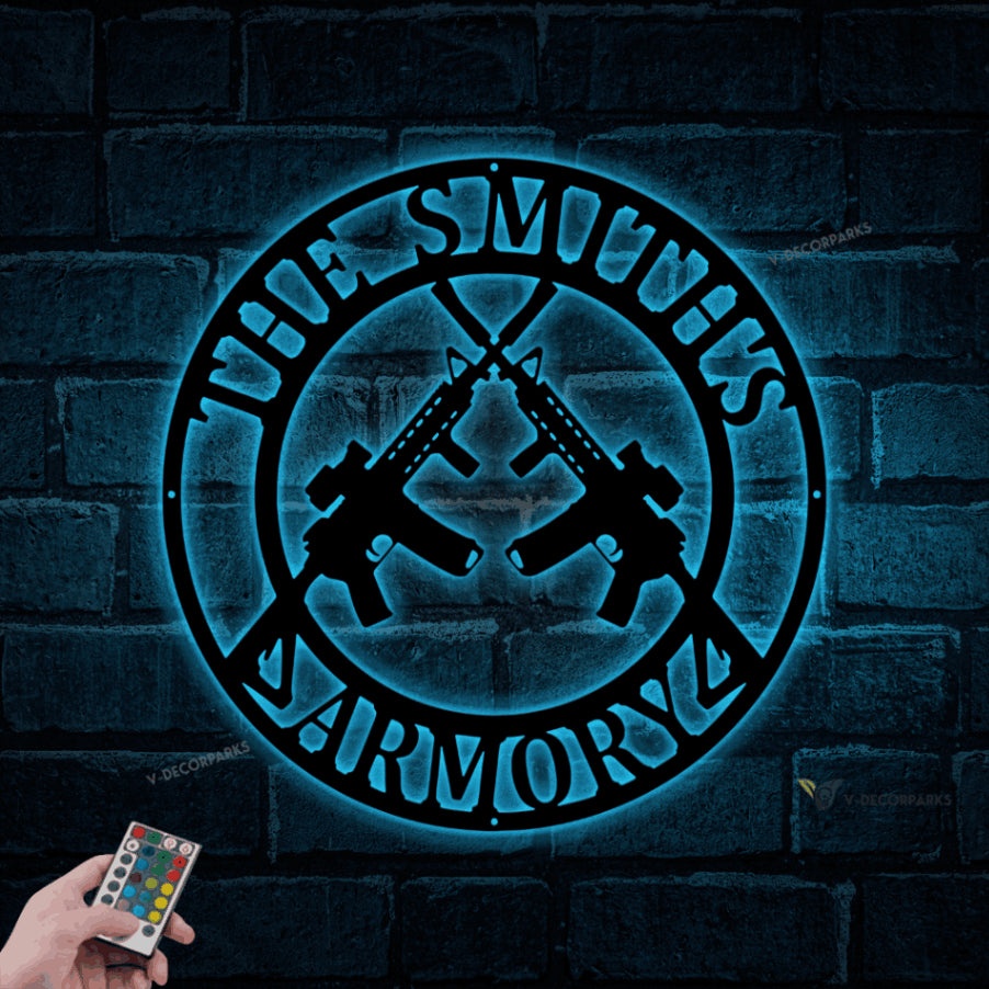 Personalized Gun Metal Sign With Led Lights- Gun Metal Sign - Gun Owner ...