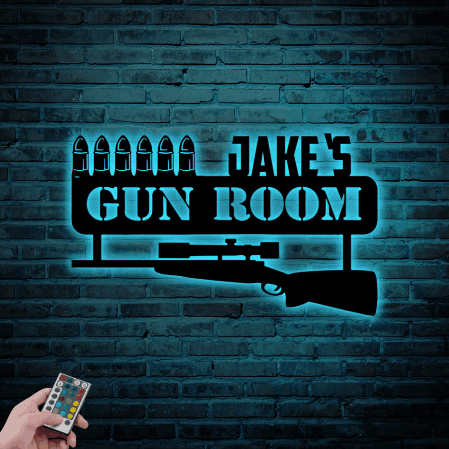 Personalized Gun Room Metal Sign With Led Lights, Gun Lovers Gift ...