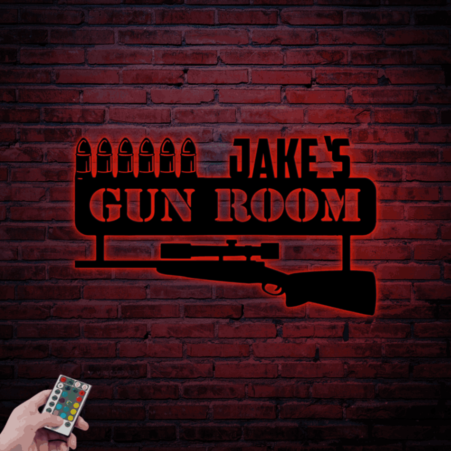 Personalized Gun Room Metal Sign With Led Lights, Gun Lovers Gift ...