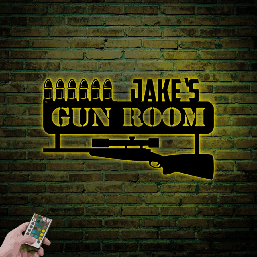 Personalized Gun Room Metal Sign With Led Lights, Gun Lovers Gift ...